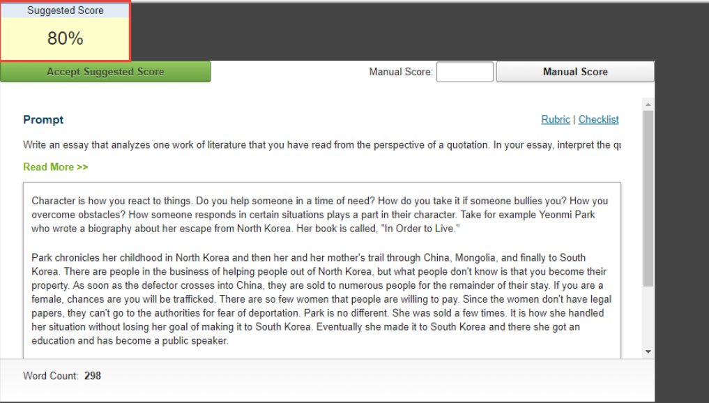 Grading an Essay from the Course Gradebook – Edgenuity