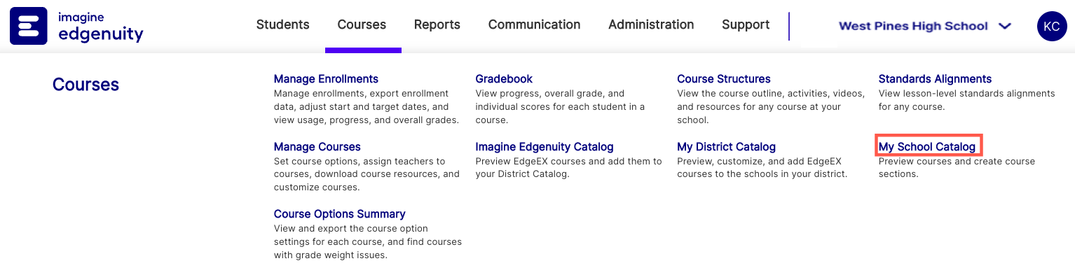 EdgeEX – School Catalog overview – Edgenuity EdgeEX – School Catalog overview – Edgenuity