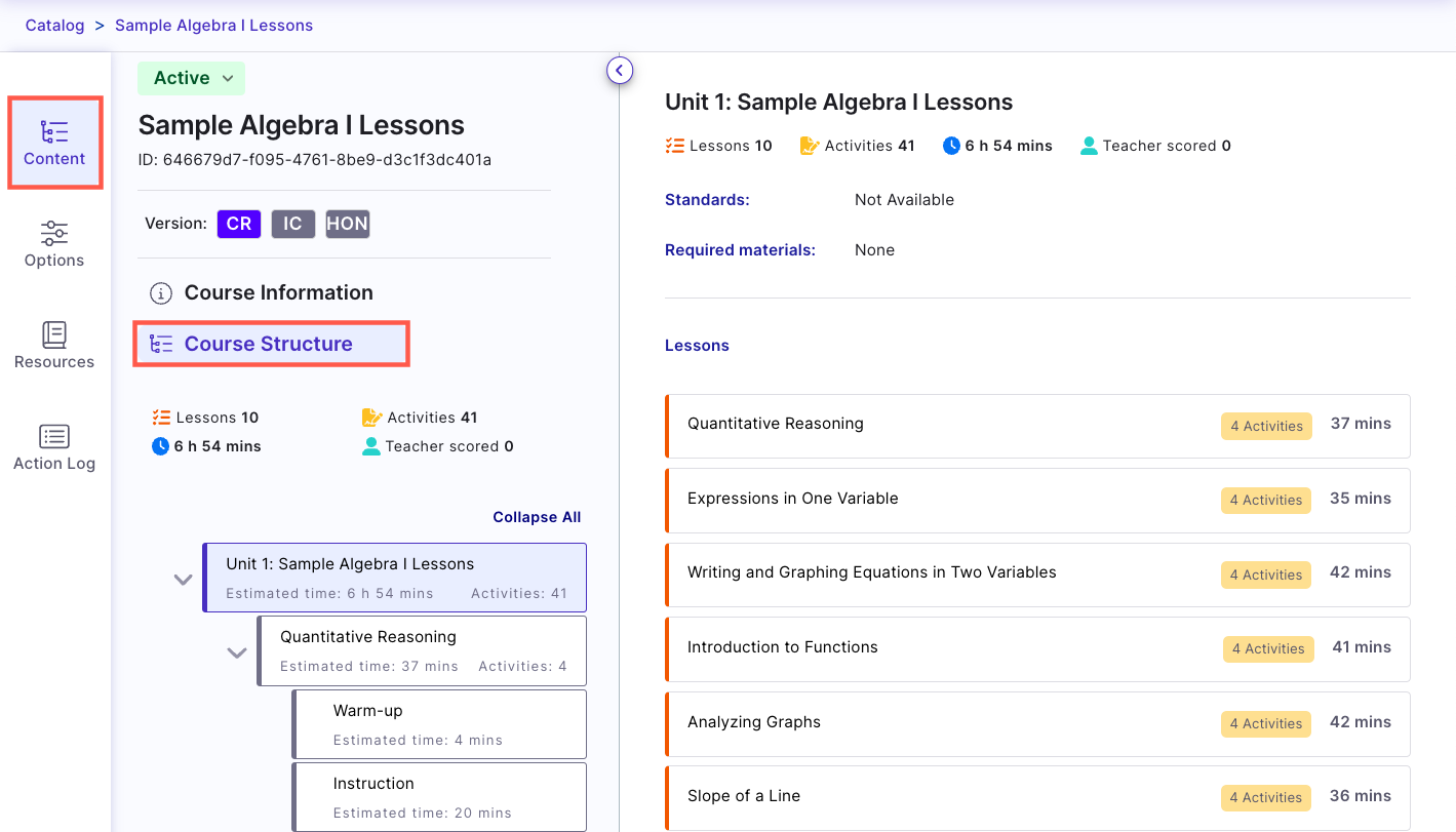 EdgeEX and heritage Edgenuity — Viewing Course Structure and Activities ...