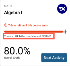 EdgeEX — Course tiles in the Student Learning Experience – Edgenuity