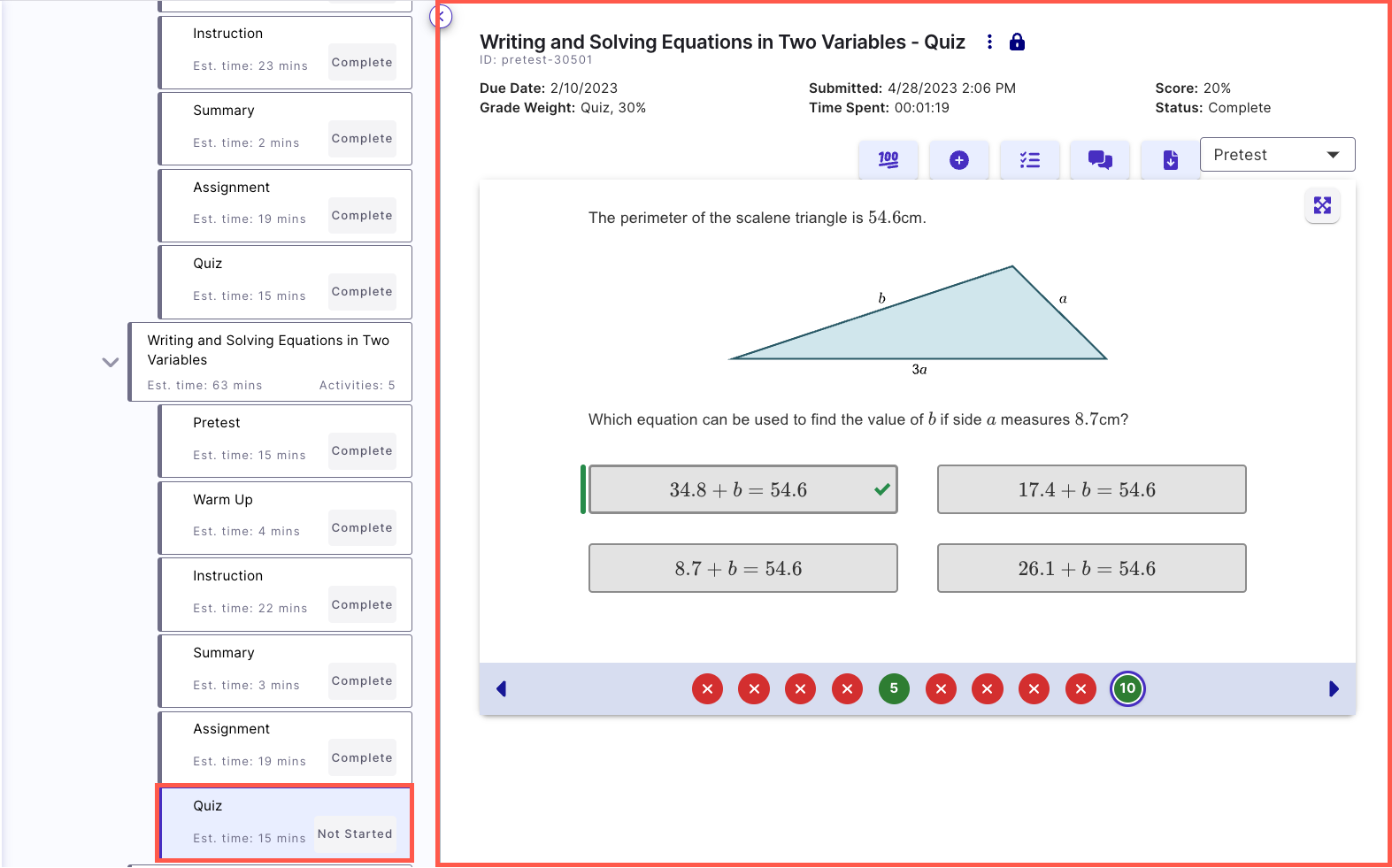 EdgeEX — Unlocking an assessment from the student's Grades tab – Edgenuity