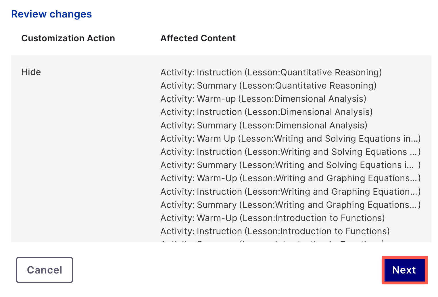 EdgeEX — Customizing a course for a section – Edgenuity