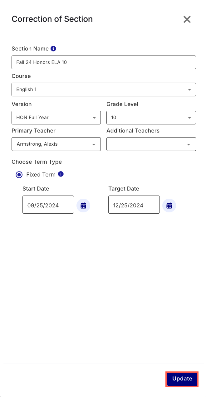 EdgeEX — Creating sections in bulk – Edgenuity