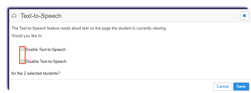 Updating Text-to-Speech for multiple students – Edgenuity