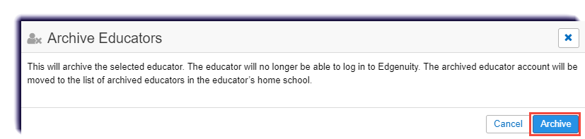 Archiving an Educator – Edgenuity