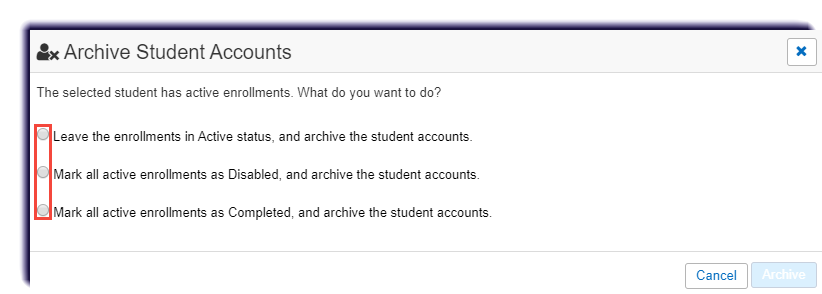 Archiving a Student – Edgenuity