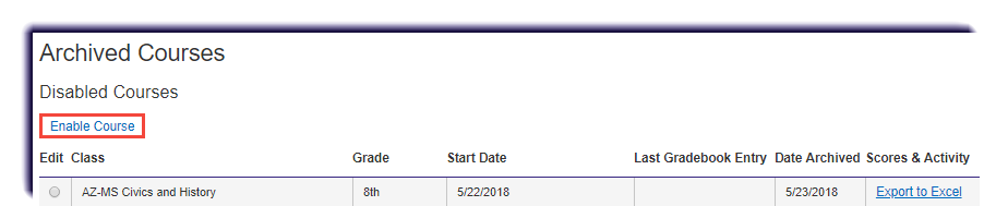 Reactivating a Disabled Enrollment – Edgenuity