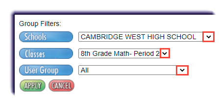 Dashboard - Group Filters – Edgenuity
