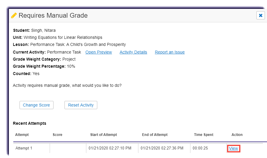 Grading a Project, Performance Task, or Lab from the Course Gradebook ...