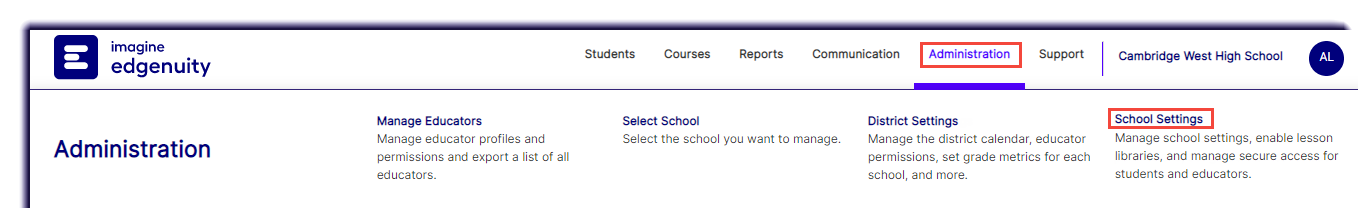Managing School Settings Overview – Edgenuity