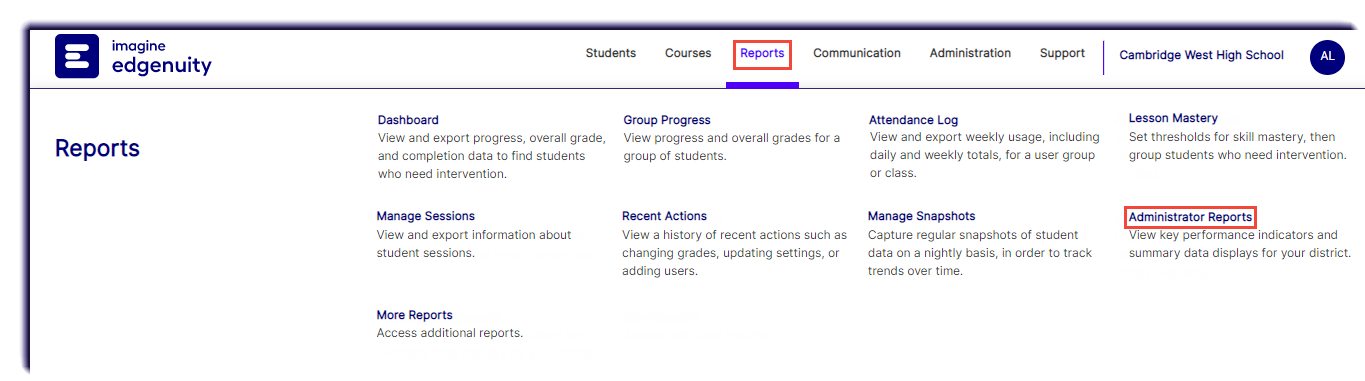 Administrator Reports Overview – Edgenuity
