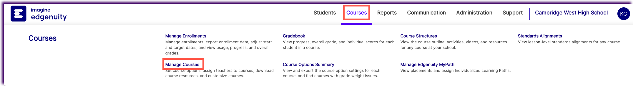 Single Course Actions Overview – Edgenuity