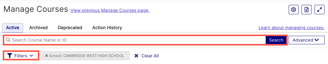 Single course actions overview – Edgenuity
