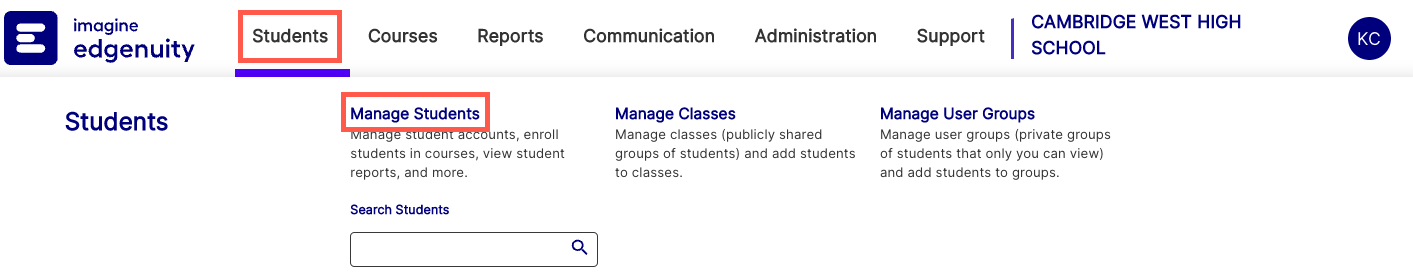 Manage Single Student Actions Overview – Edgenuity