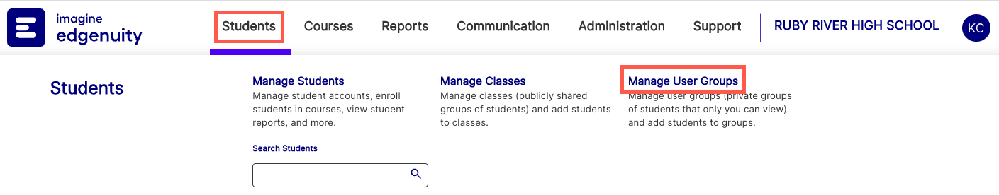 Creating a User Group – Edgenuity