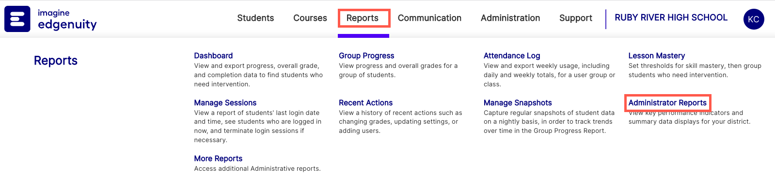 Administrator Reports Overview – Edgenuity