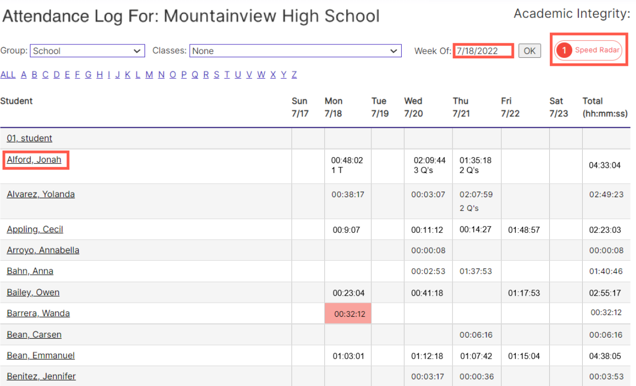 Using the Attendance Log – Edgenuity