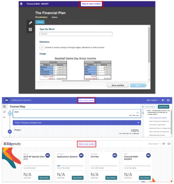 Screen Reader in the Student Experience – Edgenuity