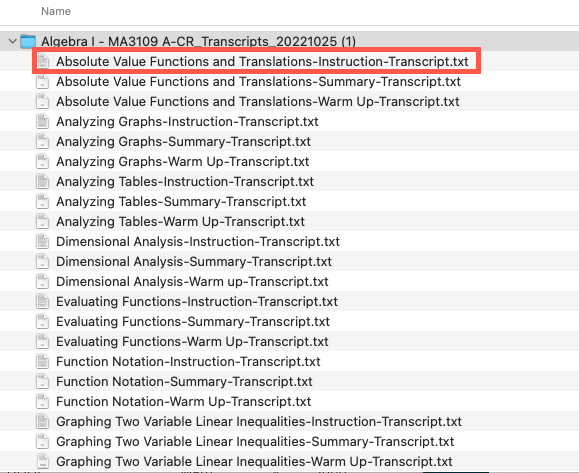 Exporting the Audio Transcripts for a Course – Edgenuity